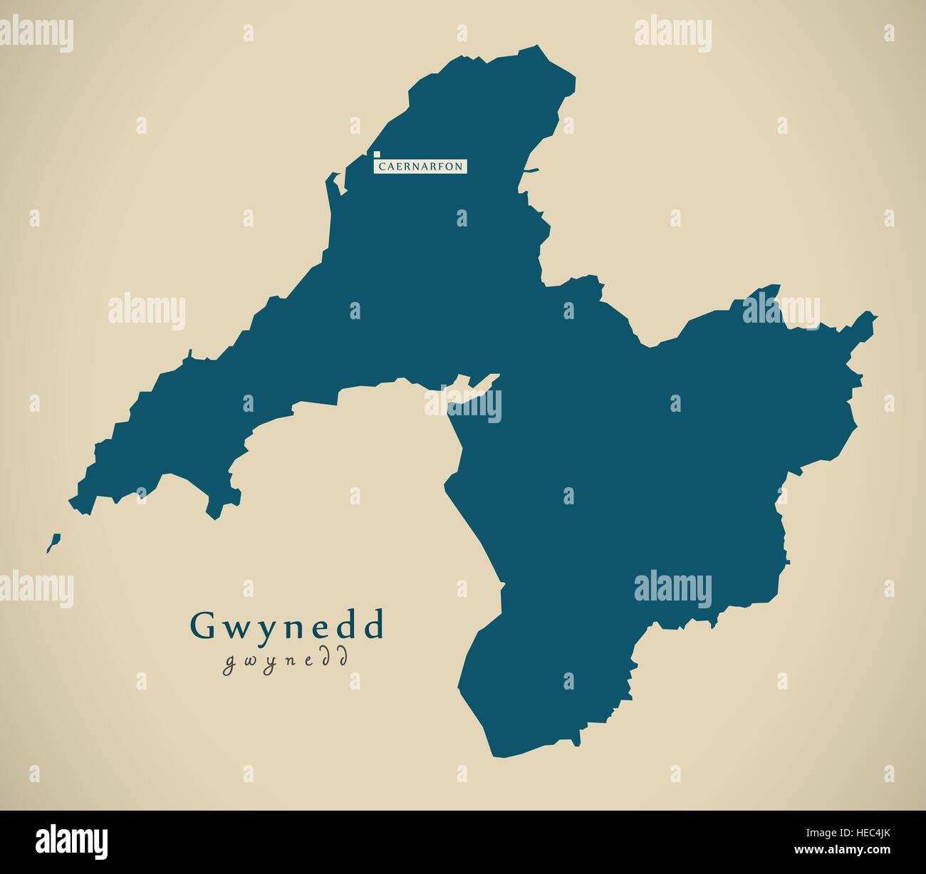 Modern Map - Gwynedd Wales UK illustration Stock Photo - Alamy