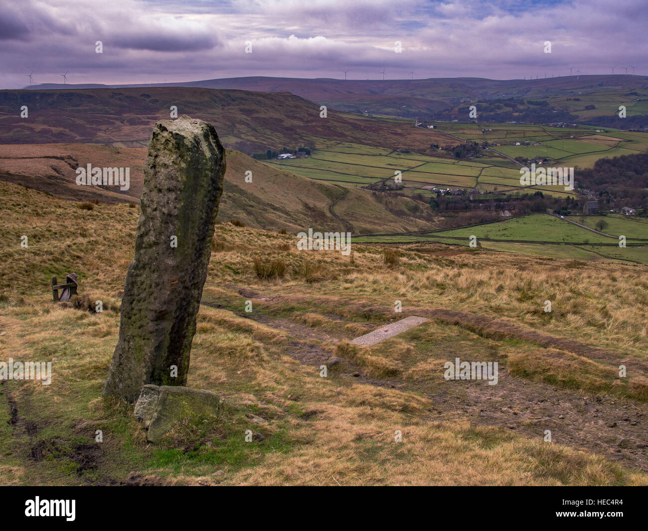 Stoodley Pike on the Pennine Way above Hebden Bridge in West Yorkshire ...