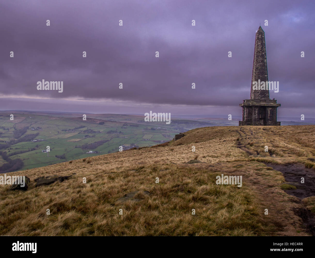 Stoodley Pike on the Pennine Way above Hebden Bridge in West Yorkshire ...