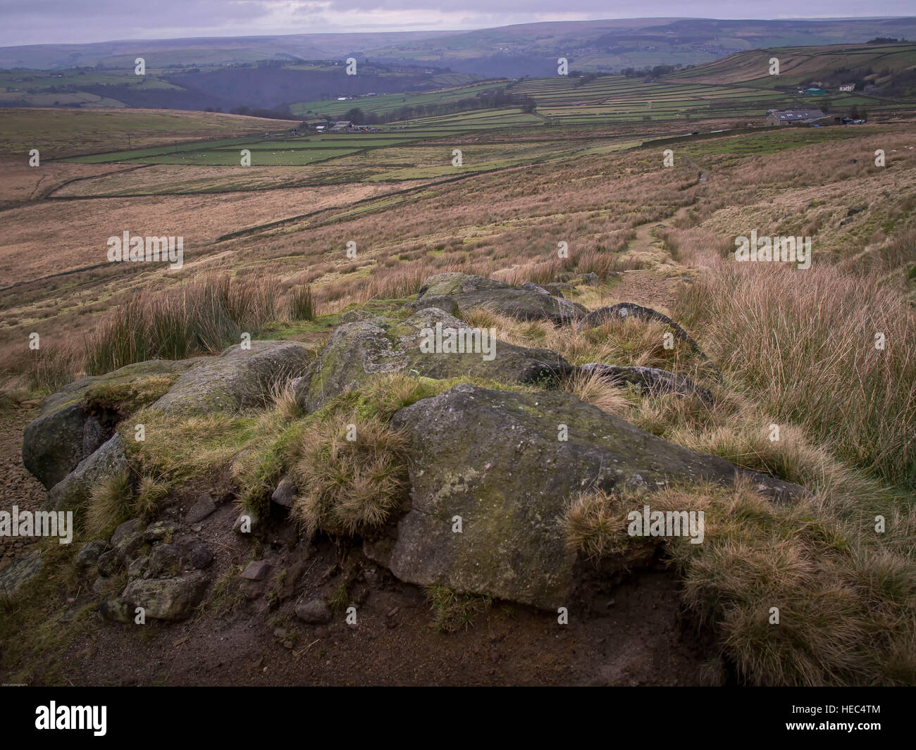 Stoodley Pike on the Pennine Way above Hebden Bridge in West Yorkshire ...