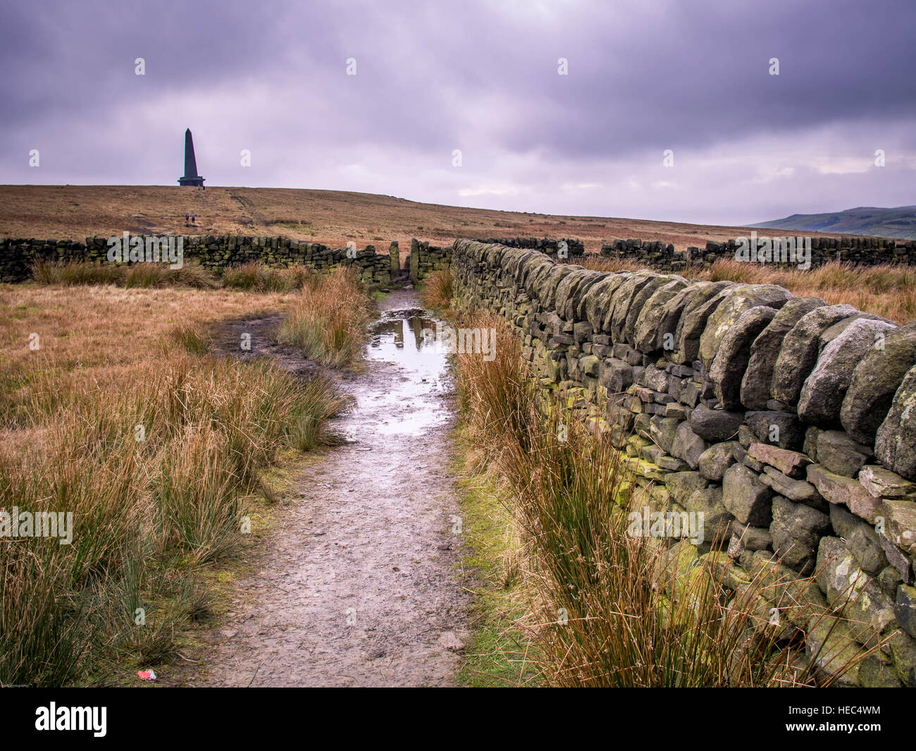 Stoodley Pike on the Pennine Way above Hebden Bridge in West Yorkshire ...