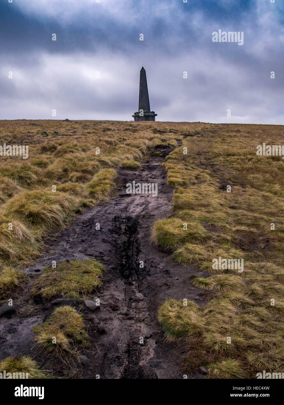 Stoodley Pike on the Pennine Way above Hebden Bridge in West Yorkshire ...