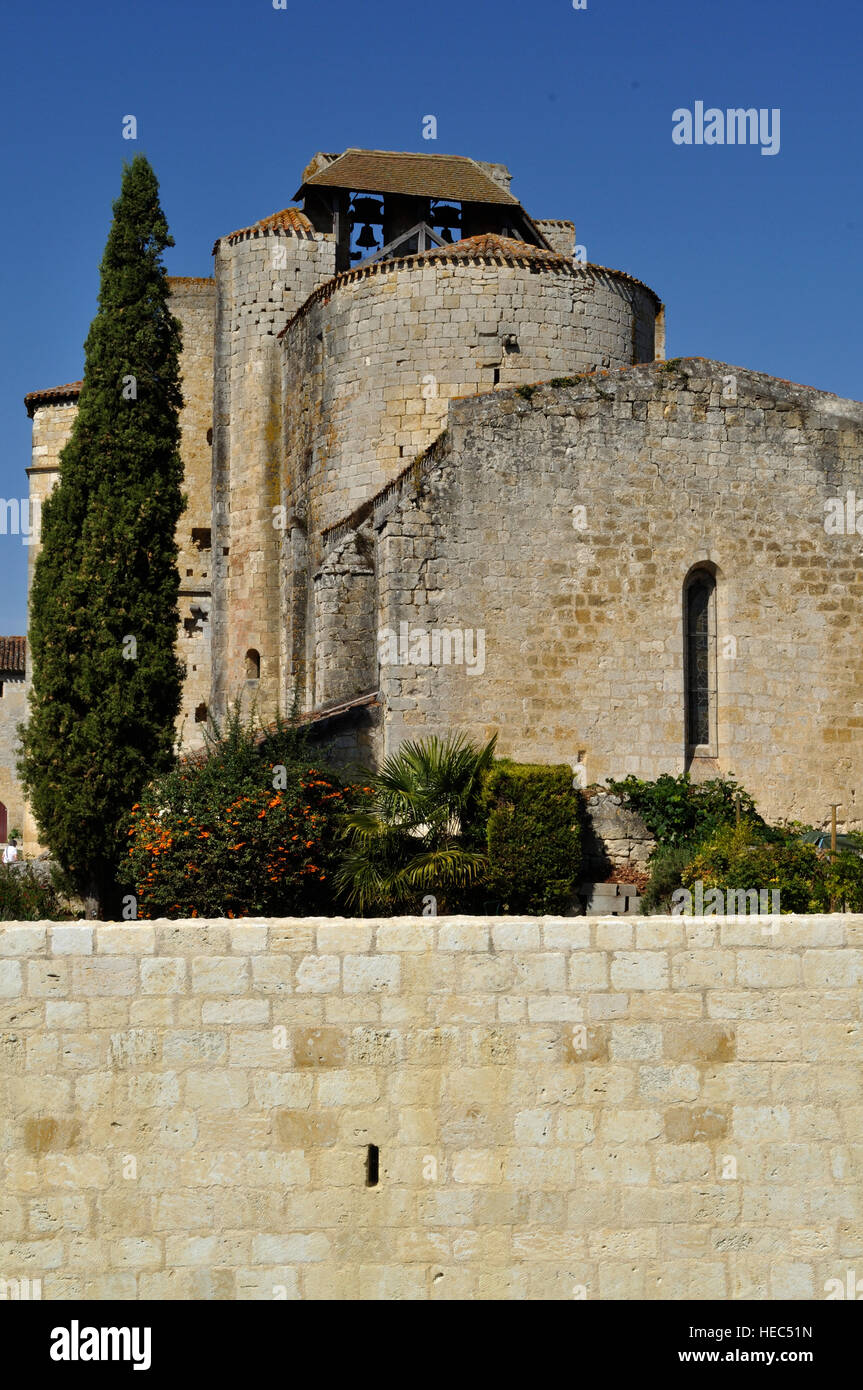 View from outside the walled village of Larressingle, France, showing ...