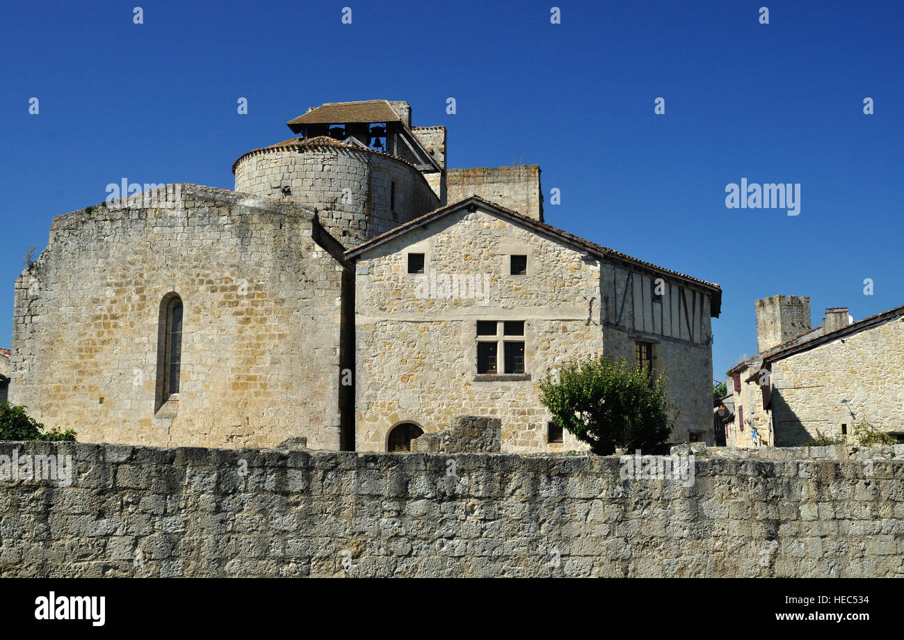 View from outside the walled village of Larressingle, France, showing ...