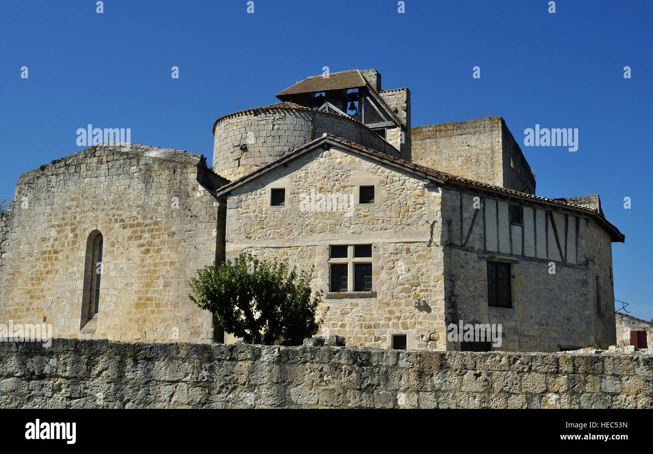 View from outside the walled village of Larressingle, France, showing ...