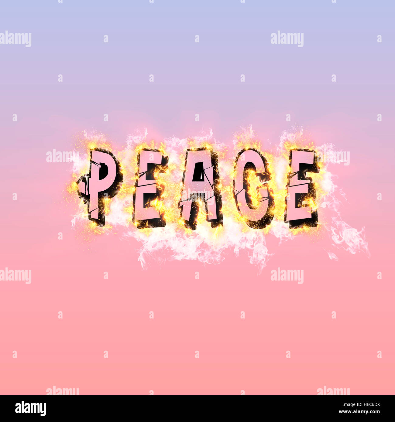 Digitally enhanced PEACE text Stock Photo - Alamy