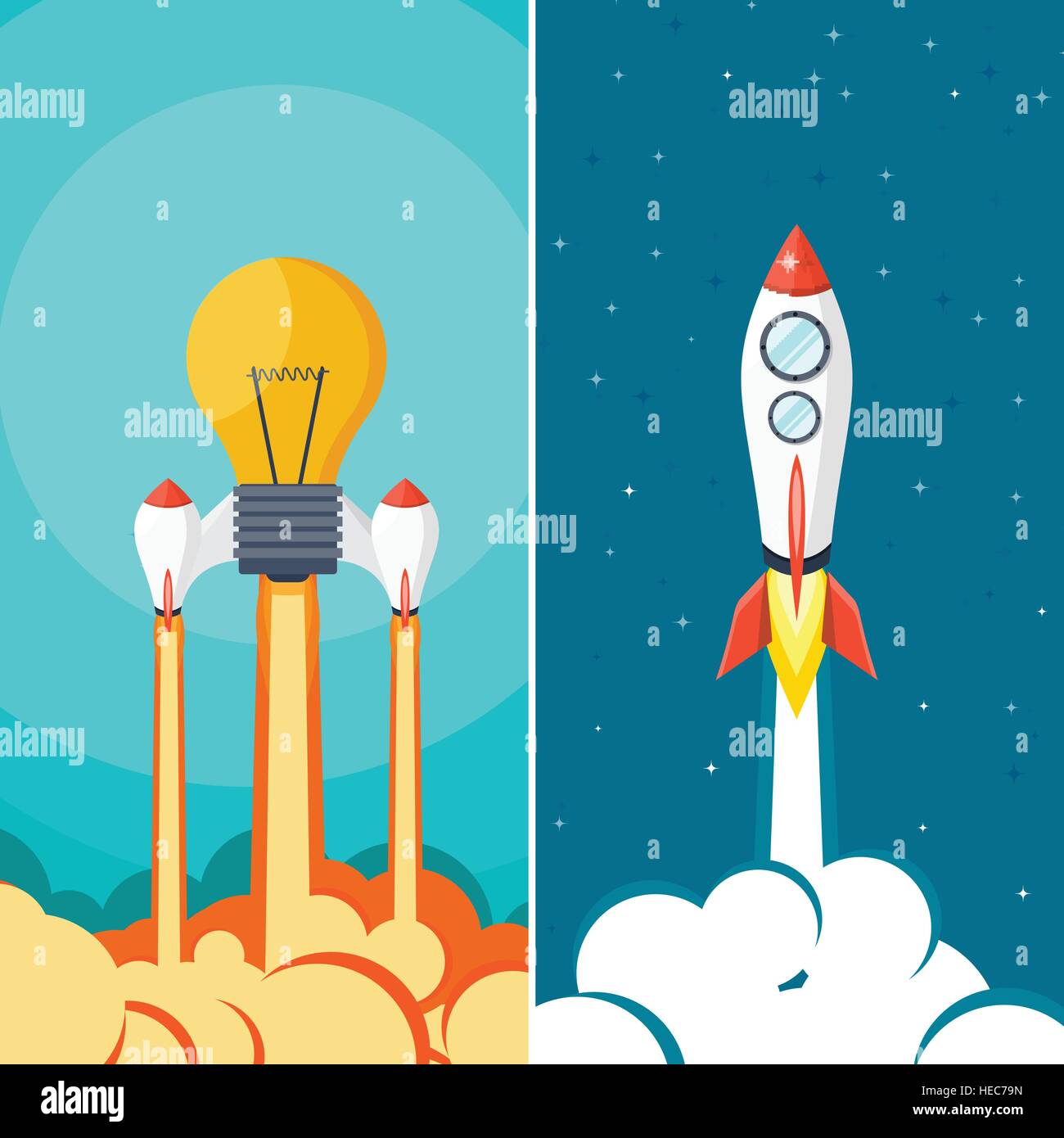 Rocket ship in space. Launch. Space travel. Start up. Creative idea ...