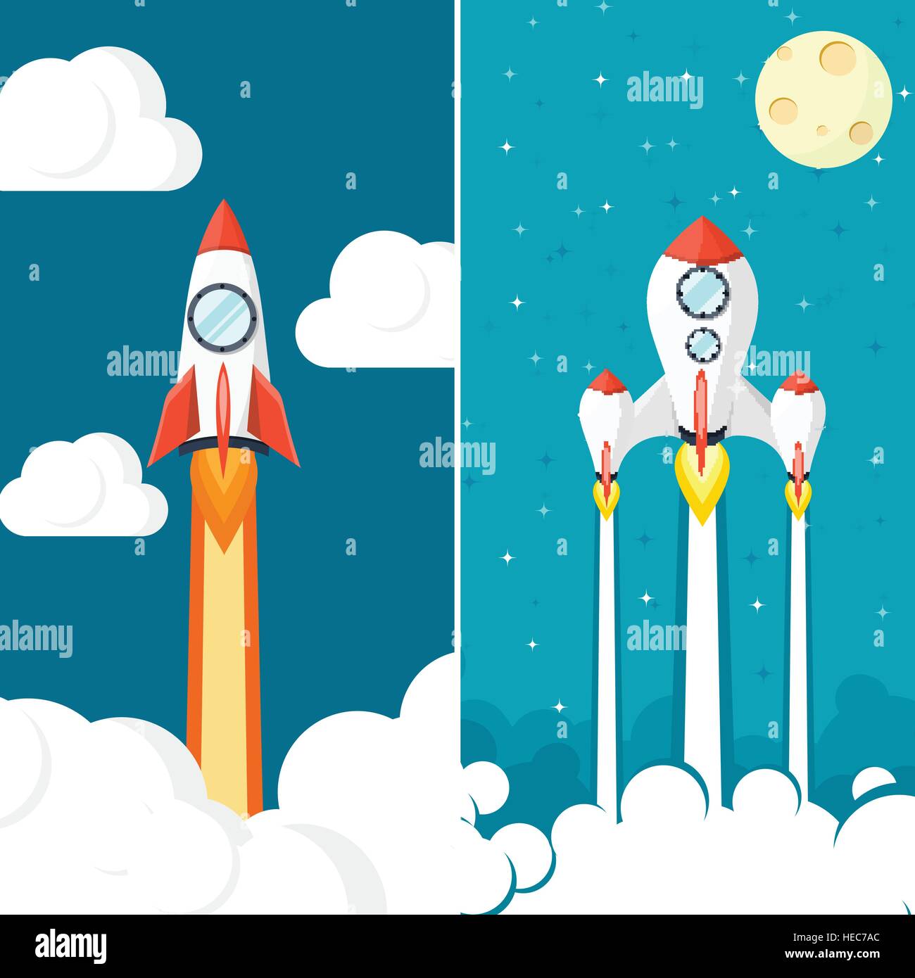 Rocket ship in space. Launch. Space travel. Start up. Creative idea ...