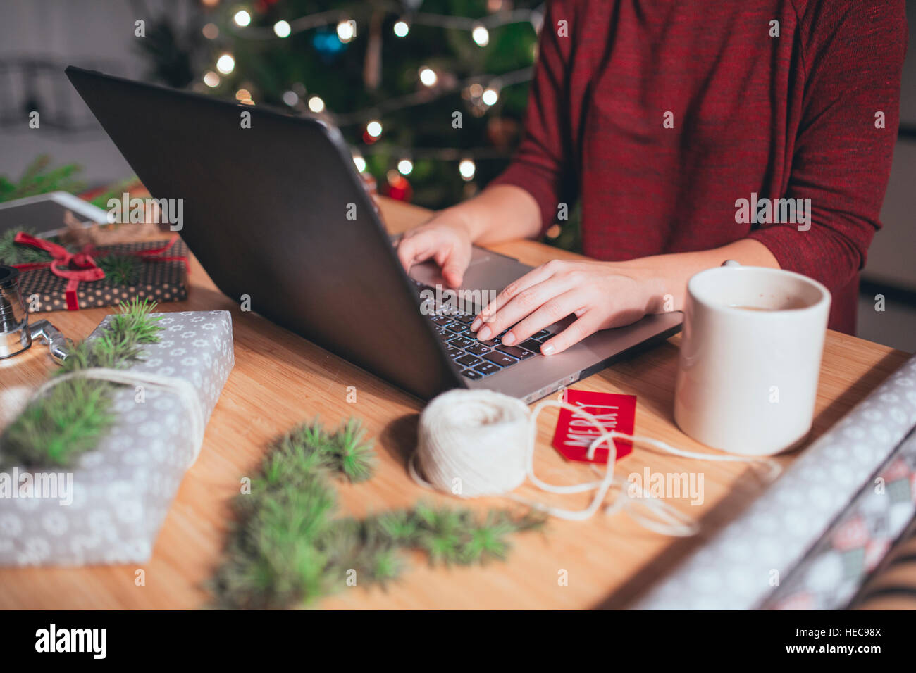 Happy merry woman typing hi-res stock photography and images - Alamy