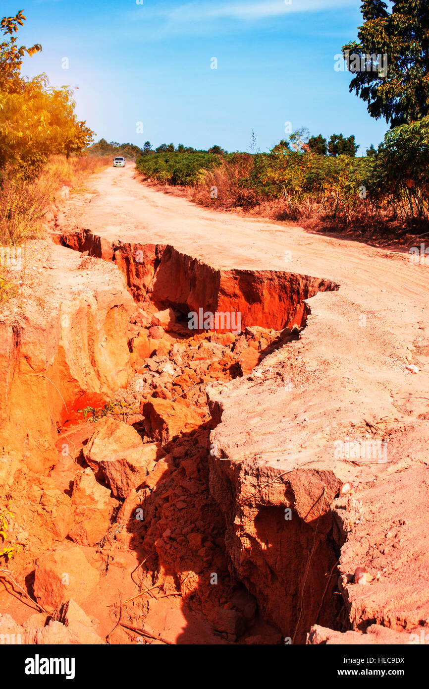 Broke ground on a road in the countryside Stock Photo - Alamy