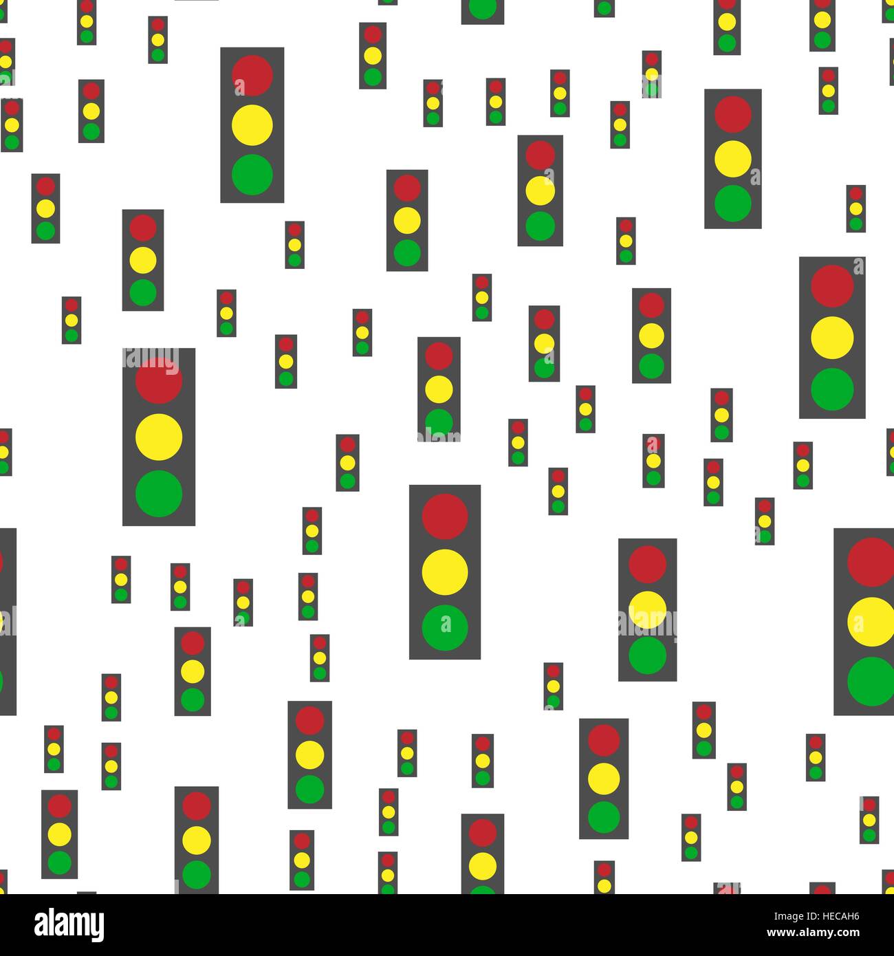Vector seamless abstract pattern. Traffic lights on white background ...