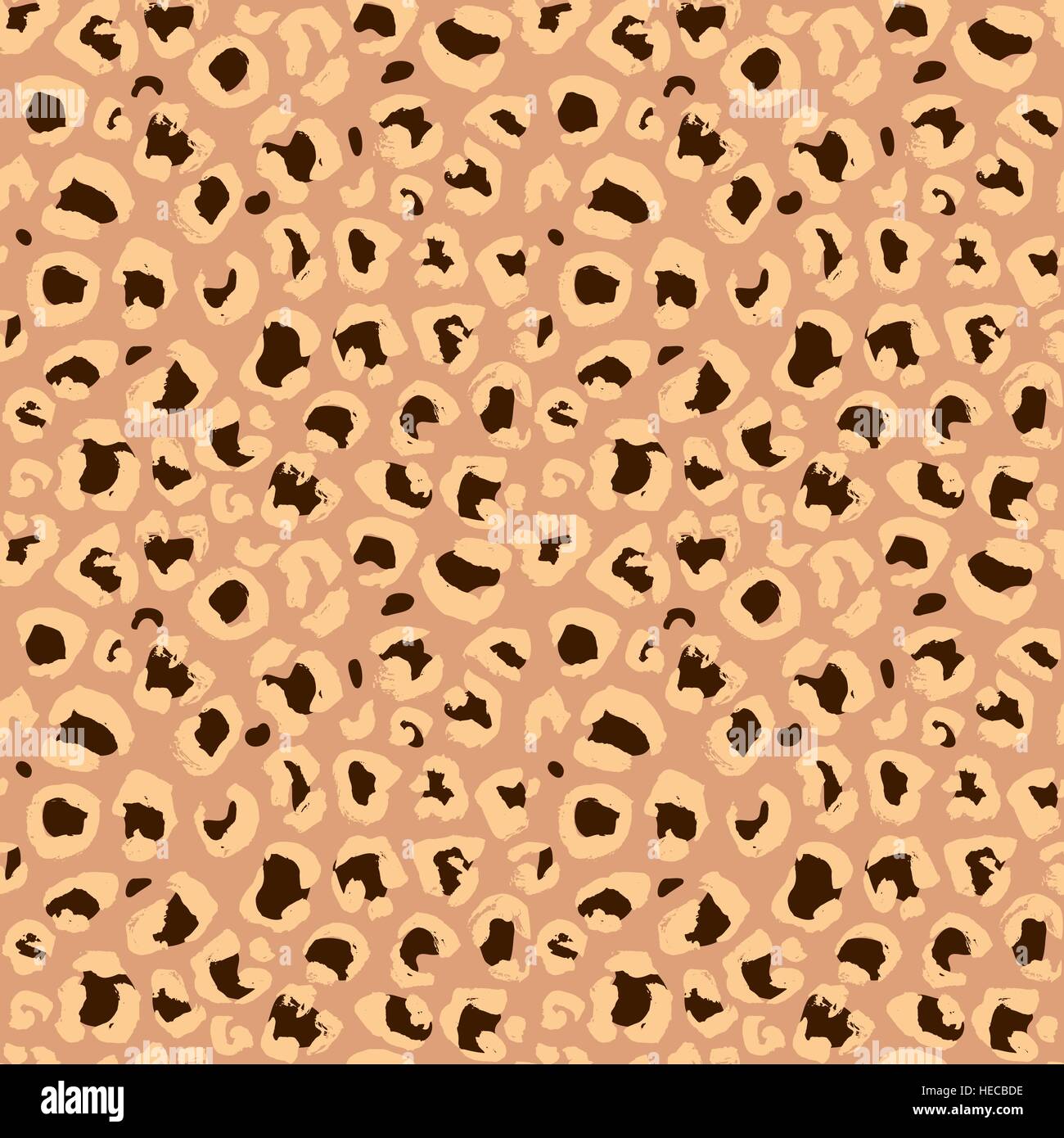 Vector illustration leopard print seamless pattern. Brown hand drawn ...