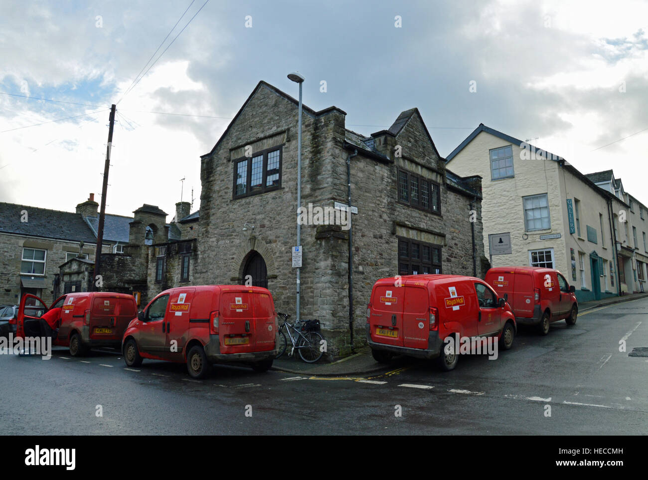 Royal Mail Post Office vans parked in Hay-on-Wye, Powys, Wales Stock ...
