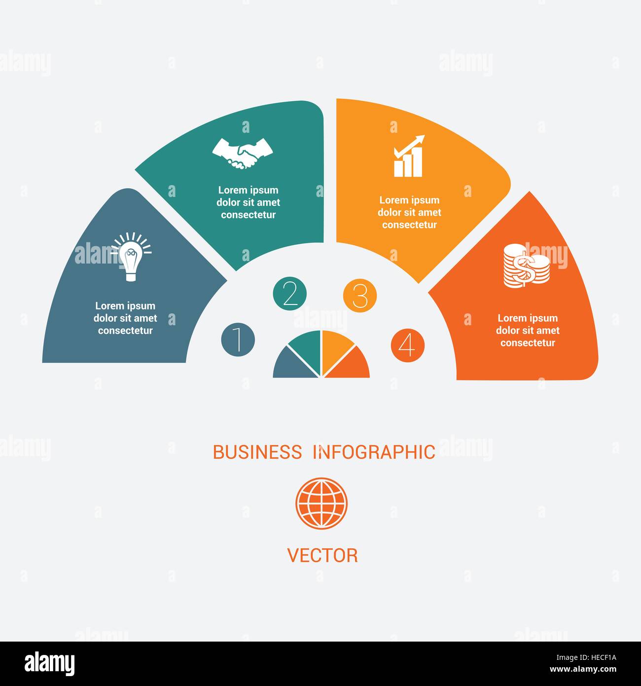 Semicircle template infographic 4 positions for text area Stock Vector ...