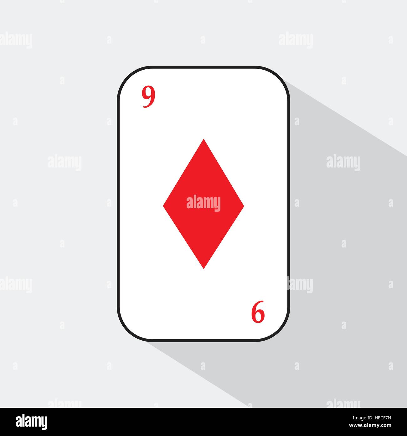 poker card. NINE DIAMOND. white background to be easily separable. icon ...