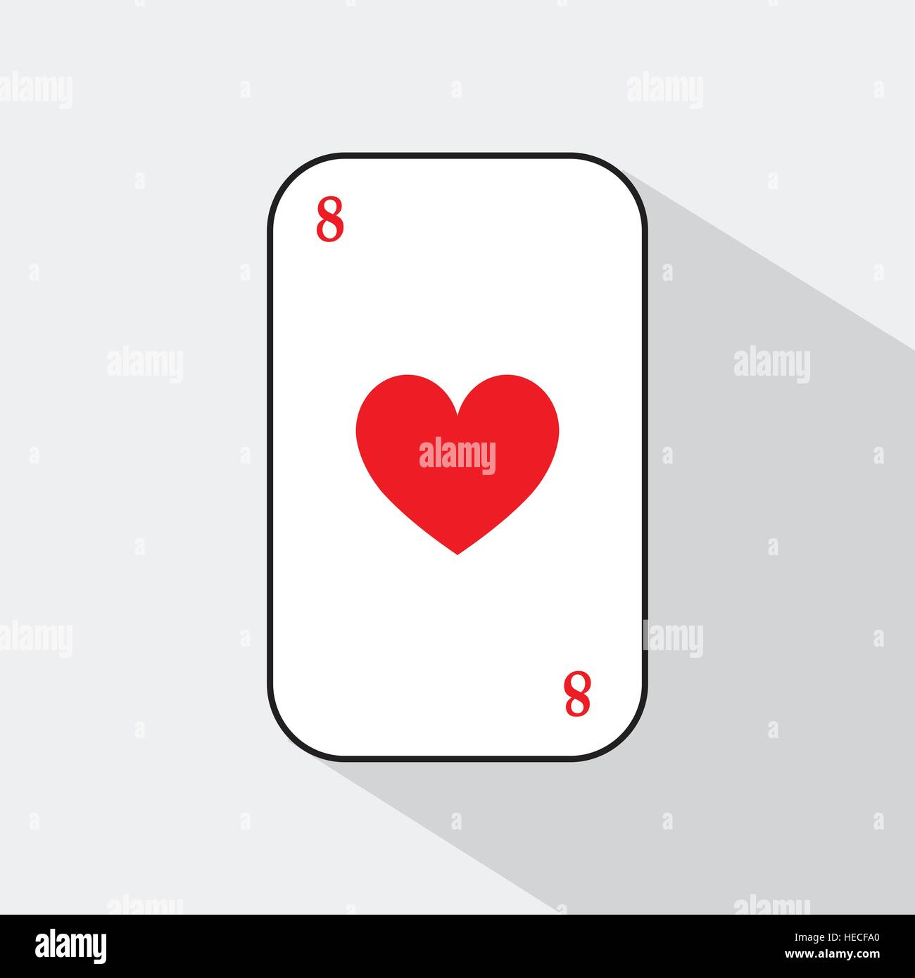 poker card. HEART eight. white background to be easily separable. icon ...