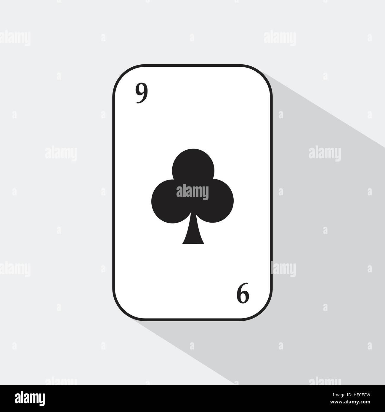 poker card. NINE CLUB. white background to be easily separable. icon ...