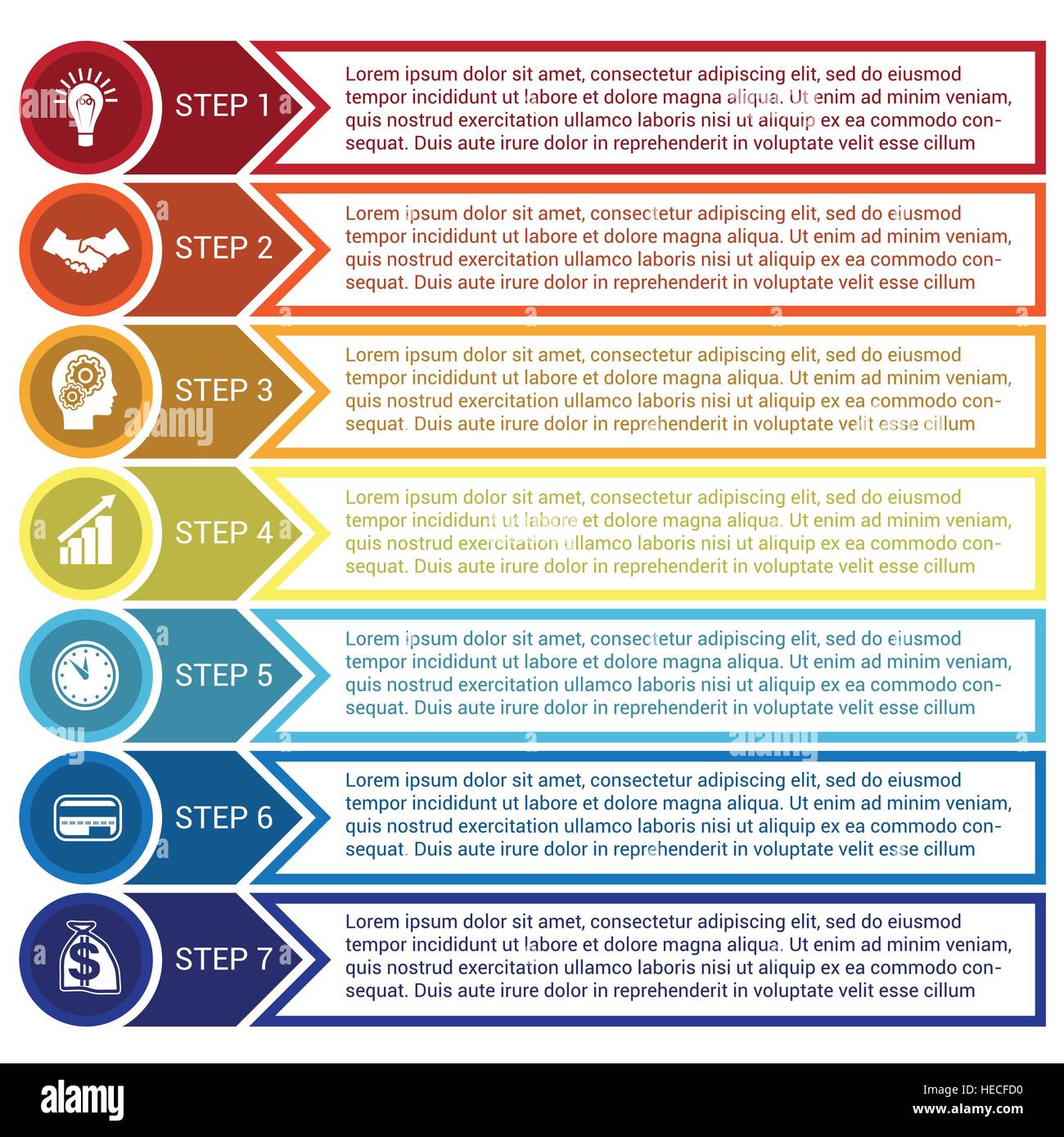 Template for infographic from circles, arrows and lines, for 7 ...