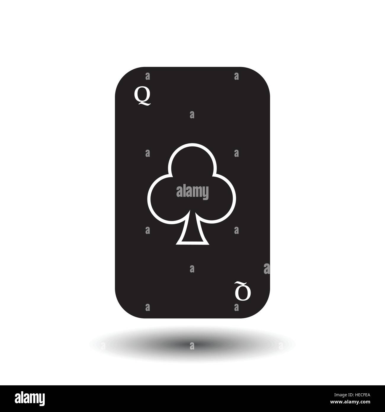 poker card. QUEEN CLUB BLACK. White easy to separate the background ...