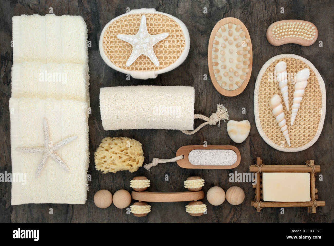 Spa massage and natural body scrub exfoliating cleansing products with ...