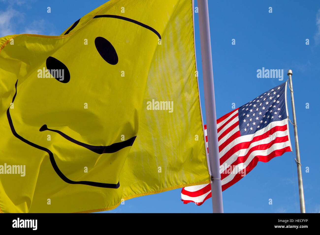 Smiley faced flag and flag of the United States of America Stock Photo ...