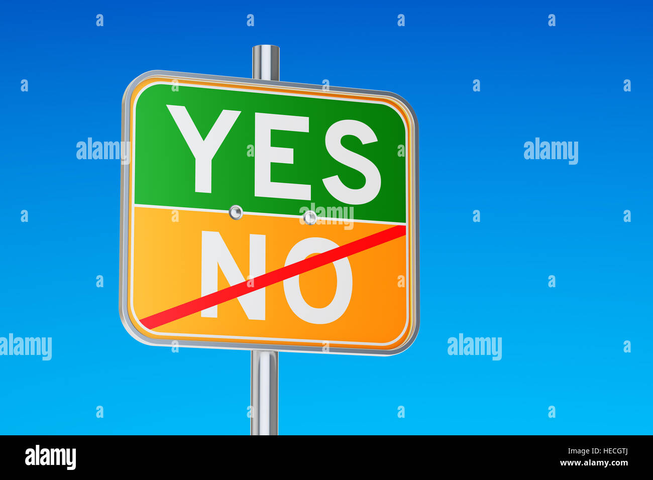 Yes concept on the road signpost, 3D rendering Stock Photo - Alamy