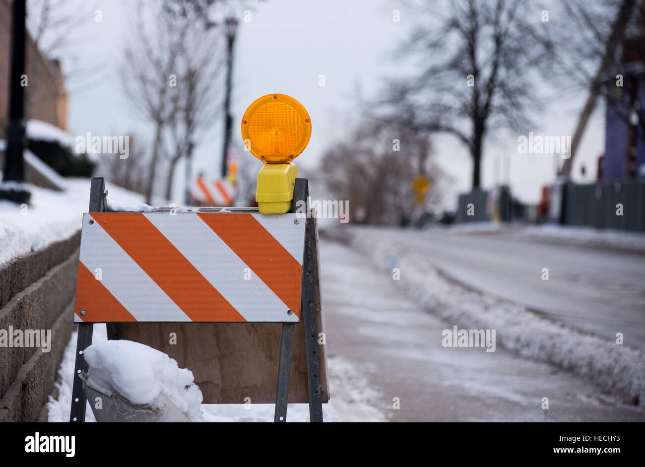 Traffic warning stand Stock Photo - Alamy
