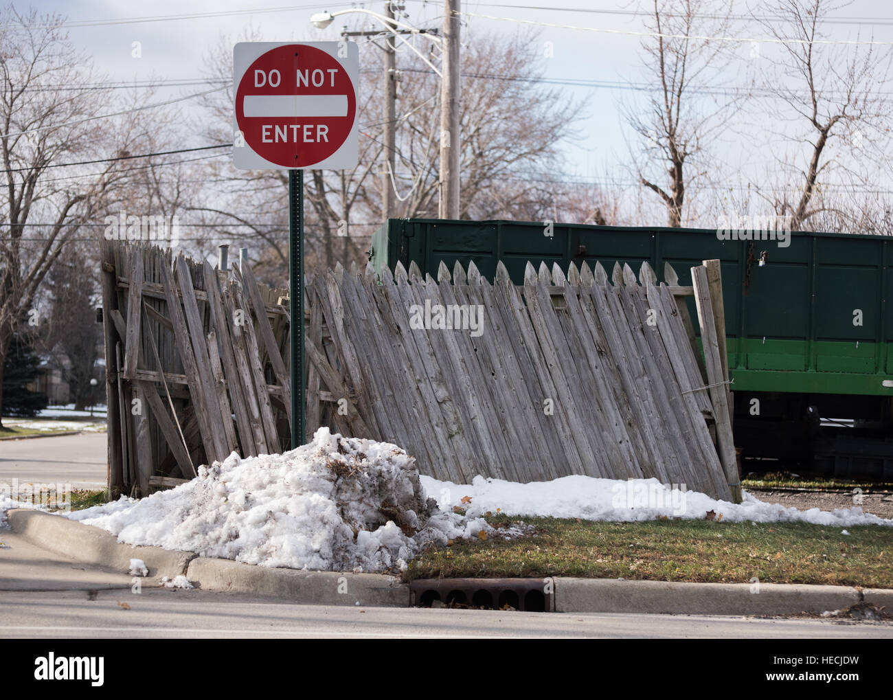 Stop sign near old fence Stock Photo - Alamy