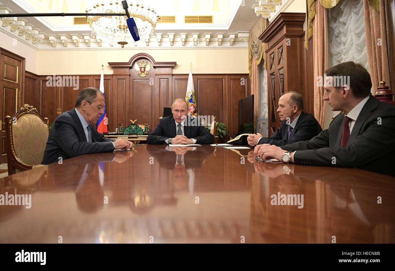 Moscow, Russia. 19th Dec, 2016. Russian President Vladimir Putin holds ...