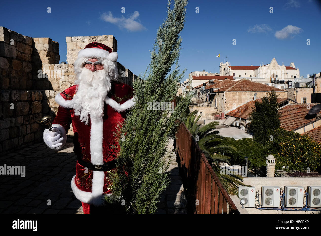 Jerusalem, Israel. 20th December, 2016. Santa Claus, or 'Baba Noel' as ...