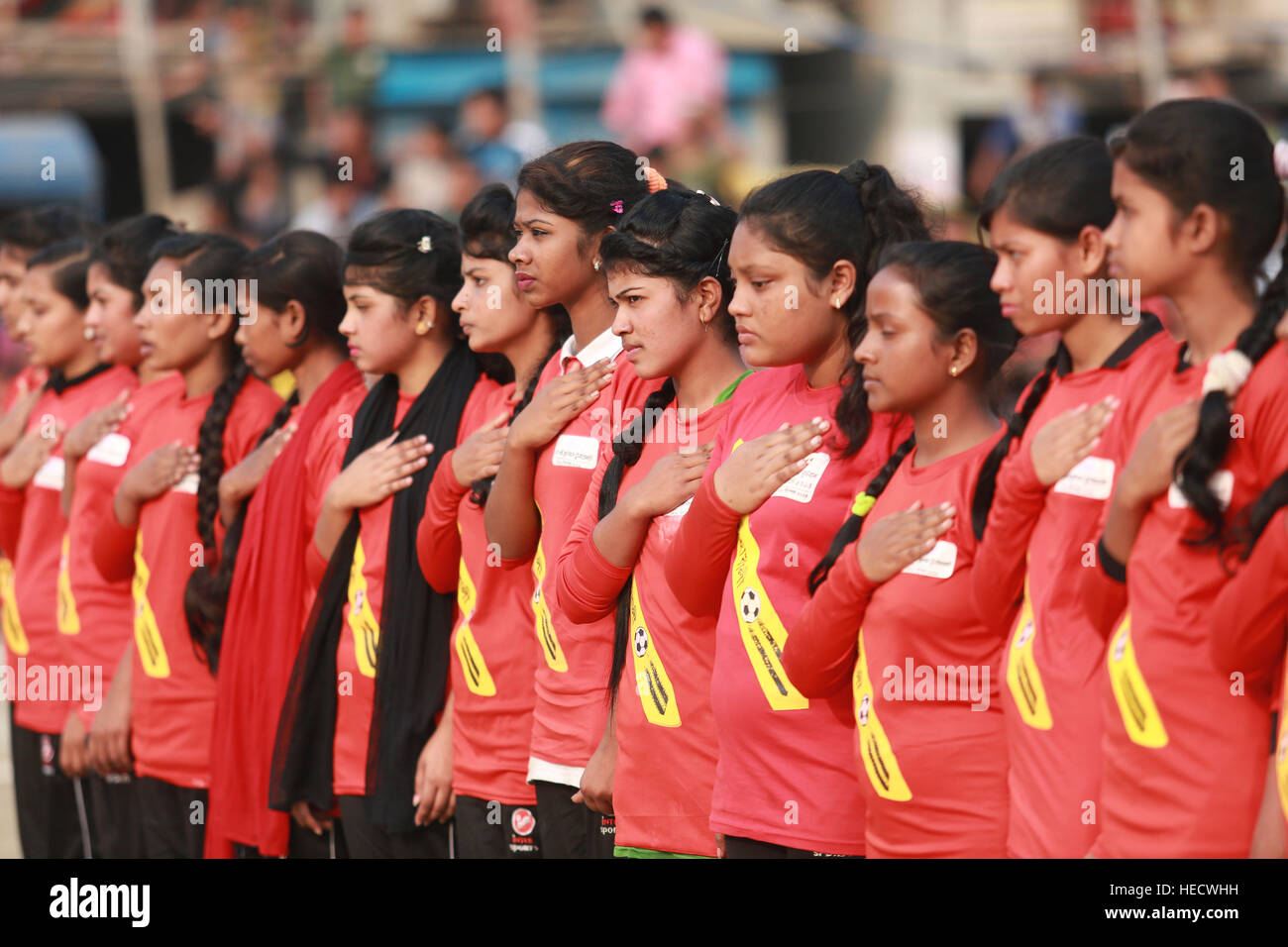 Dhaka, Bangladesh. 20th Dec, 2016. Bangladeshi woman football players ...