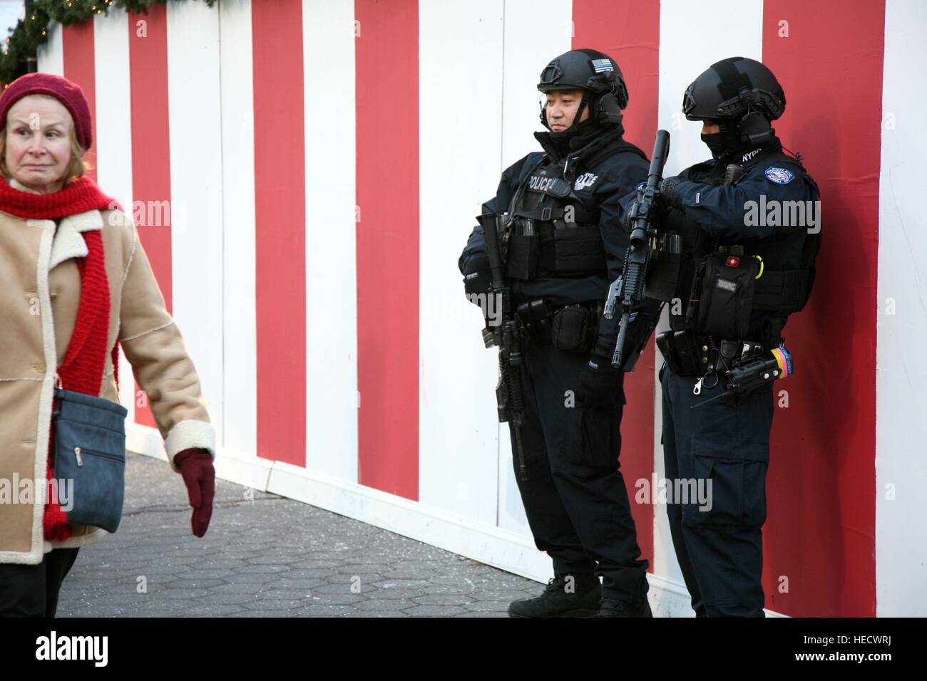 Heighten Security At Outdoor Markets, New York, USA Stock Photo - Alamy