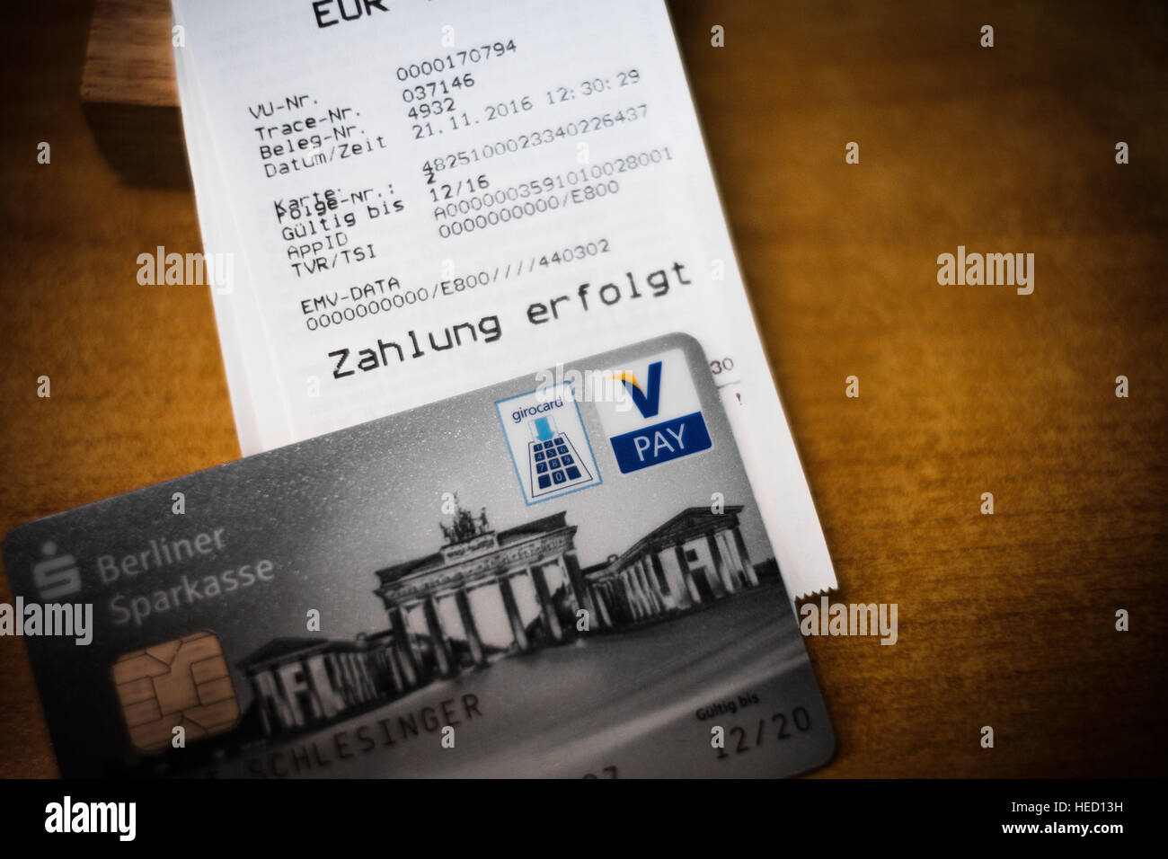 Berlin, Germany. 21st Nov, 2016. A receipt of a card payment taken on ...
