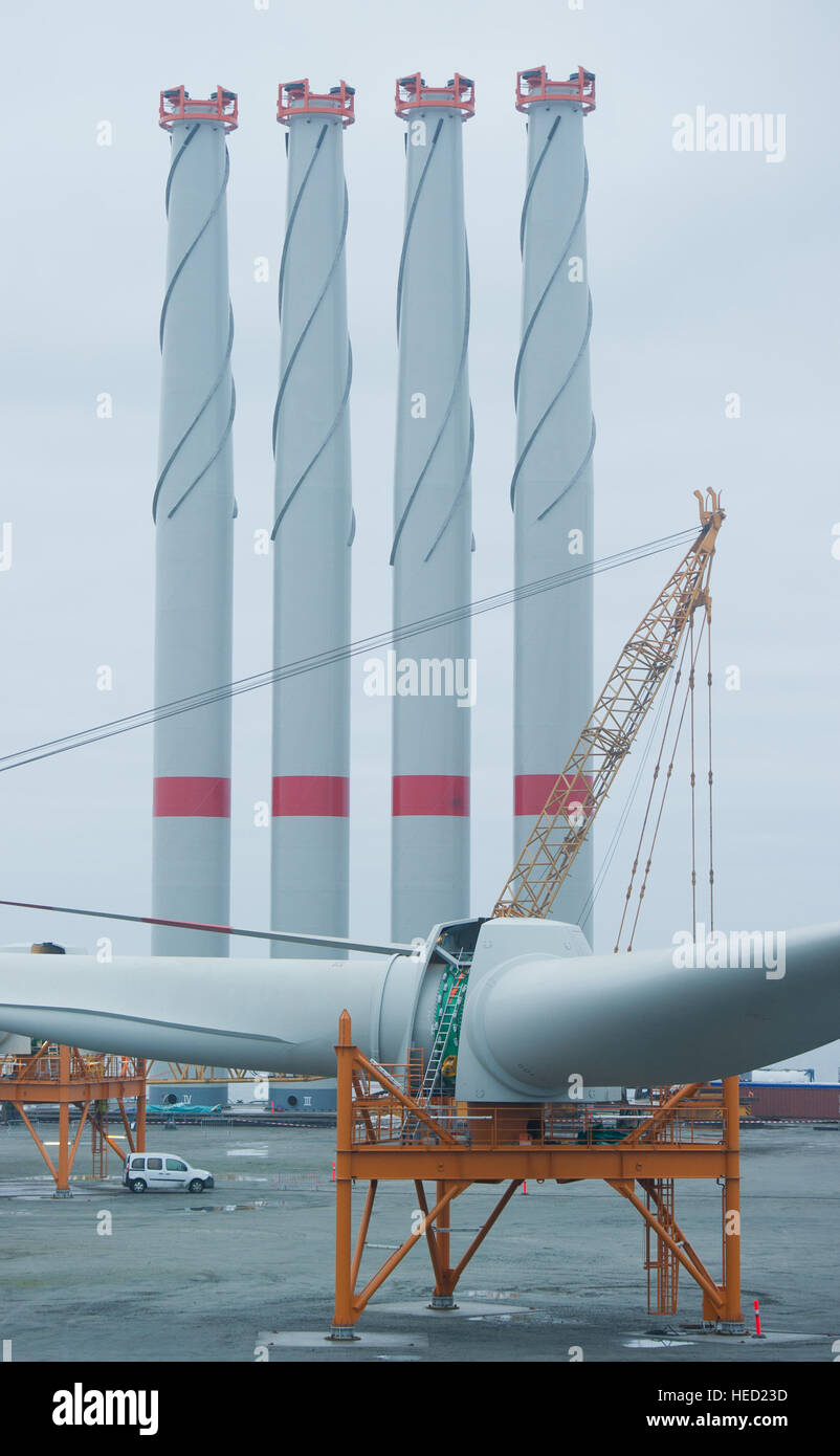 Components for the Wikinger offshore wind farm are prepared for ...