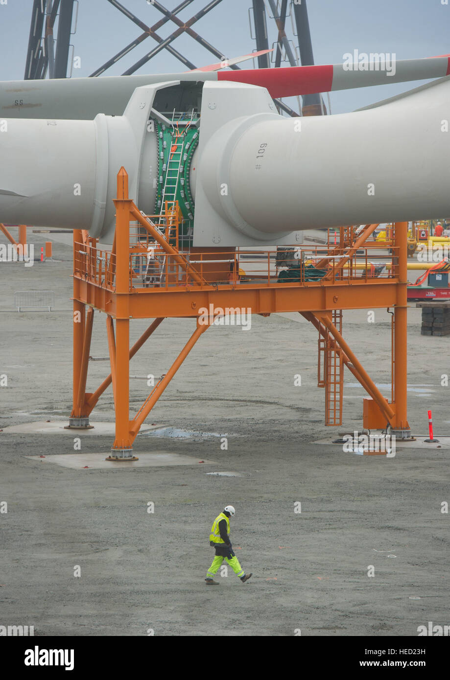 Components for the Wikinger offshore wind farm are prepared for ...