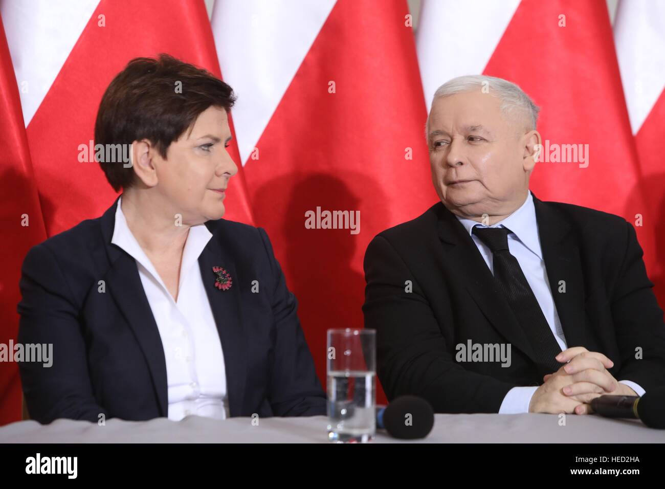 Marshal of Senate Stanislaw Karczewski, Poland's Prime Minister Beata Szydlo, Jaroslaw Kaczynski ...