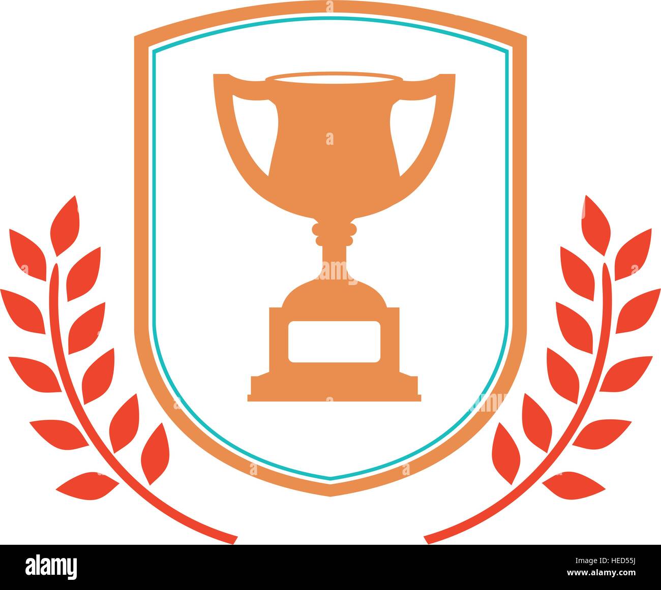 Trophy inside label icon. Competition success sport and challenge theme ...