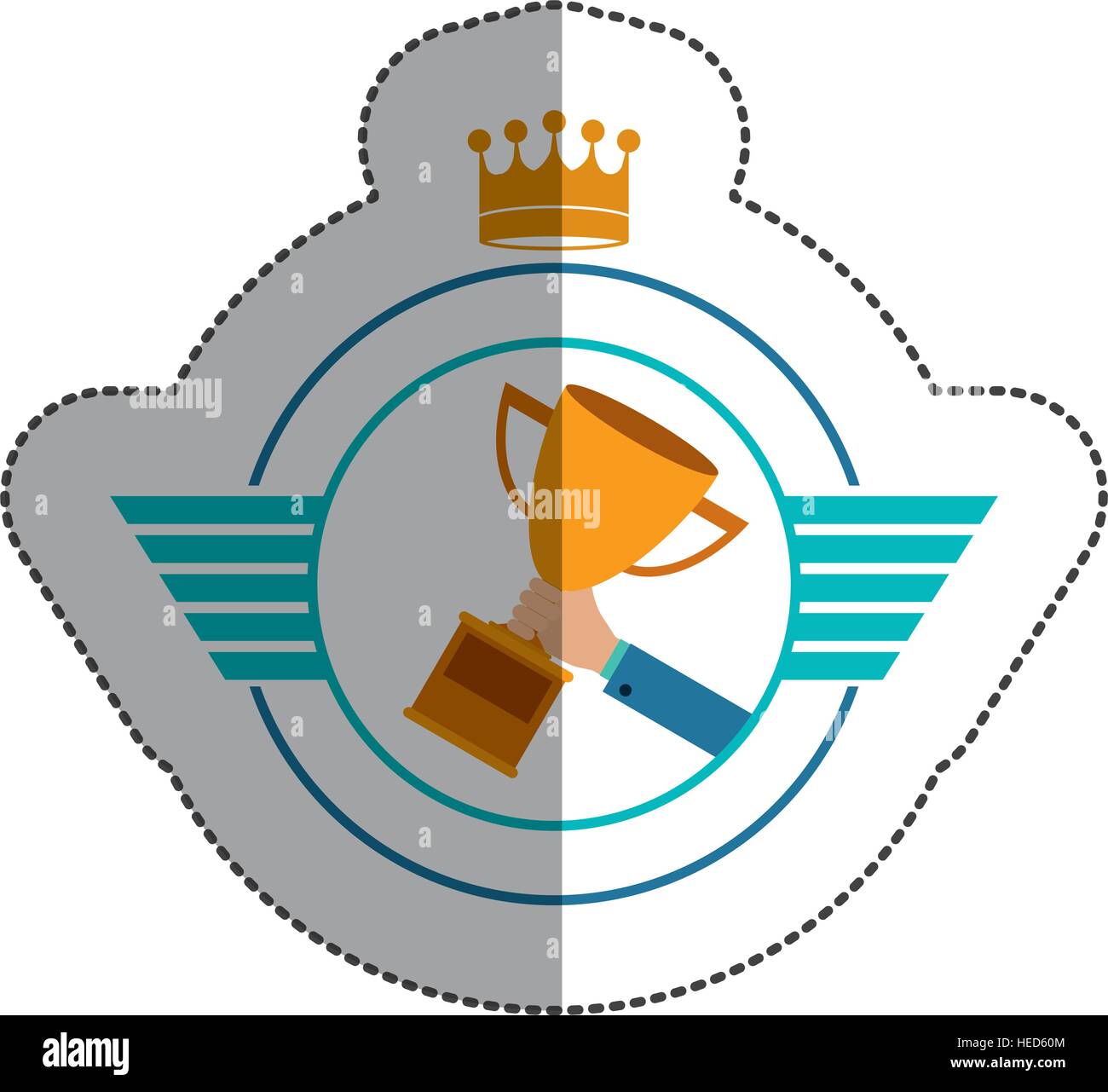 Trophy inside label icon. Competition success sport and challenge theme ...