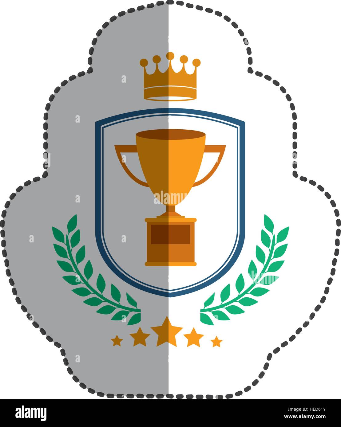 Trophy inside label icon. Competition success sport and challenge theme ...