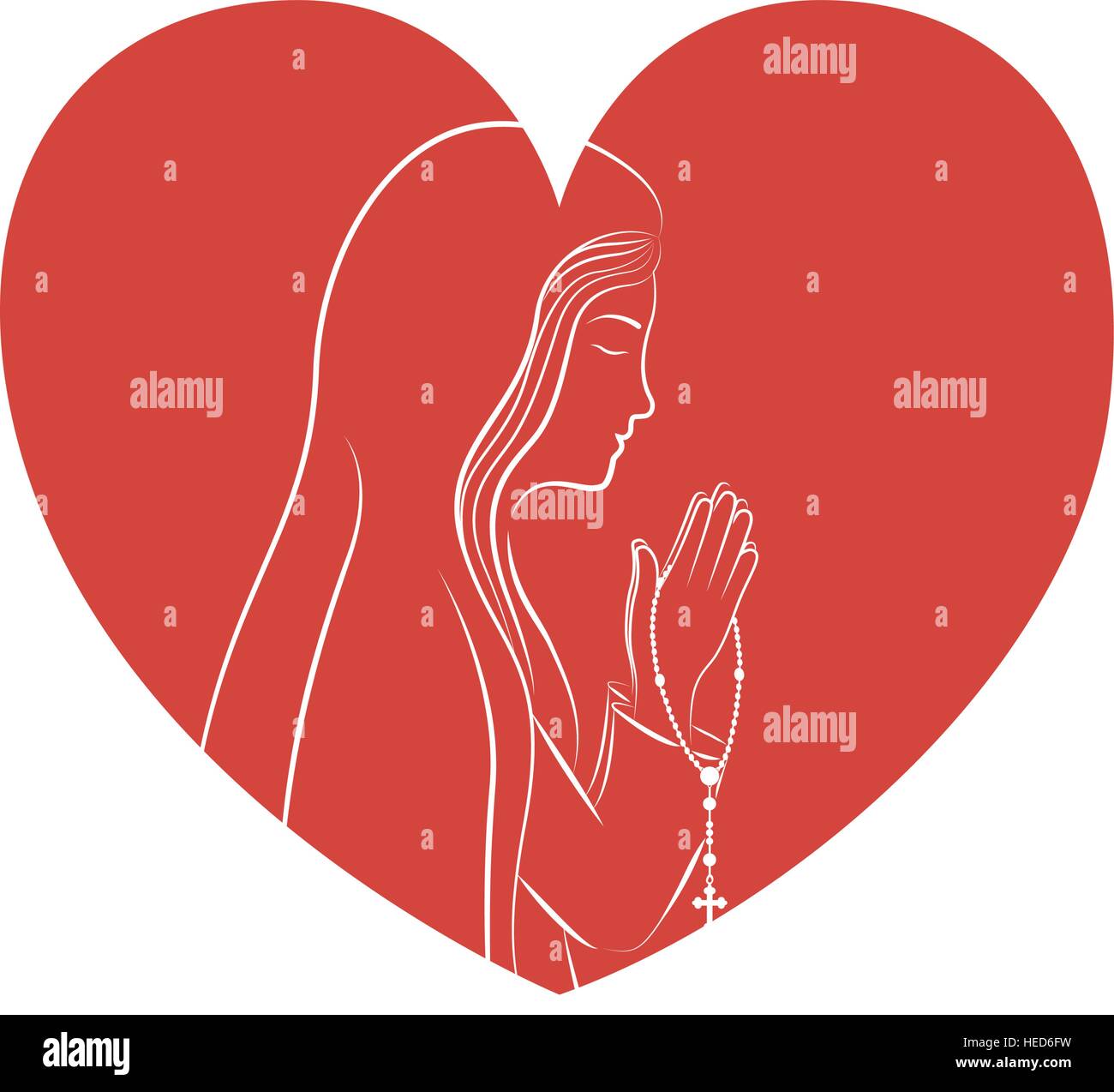 Mary inside heart icon. Religion faith pray and belief theme. Isolated ...