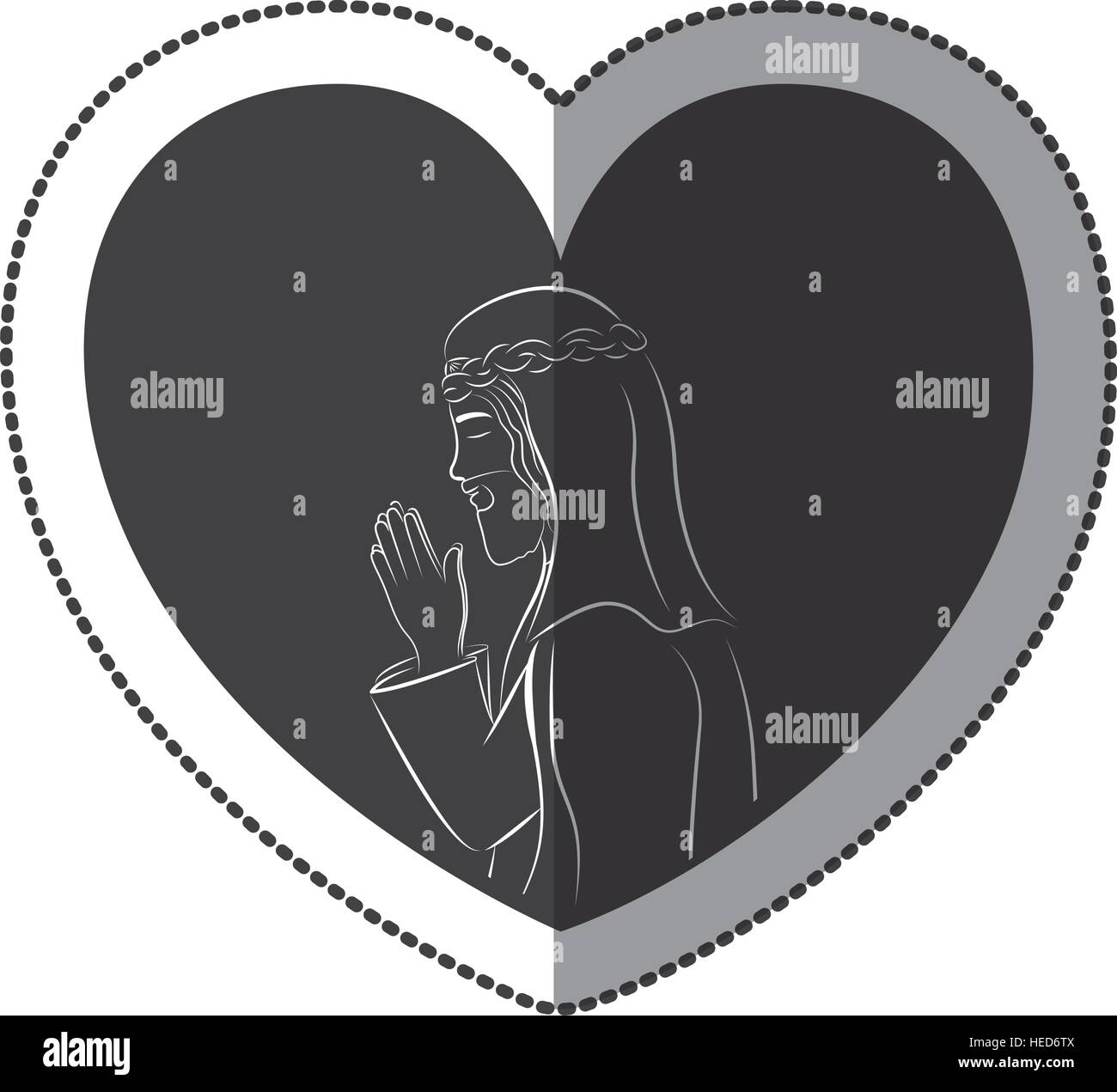 Jesus inside heart icon. Religion faith pray and belief theme. Isolated ...