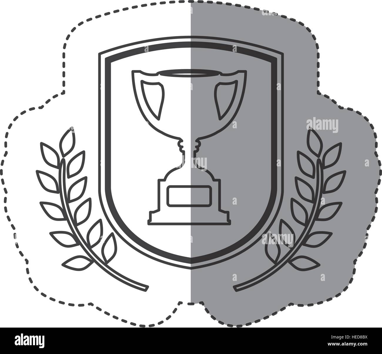 Trophy inside label icon. Competition success sport and challenge theme ...