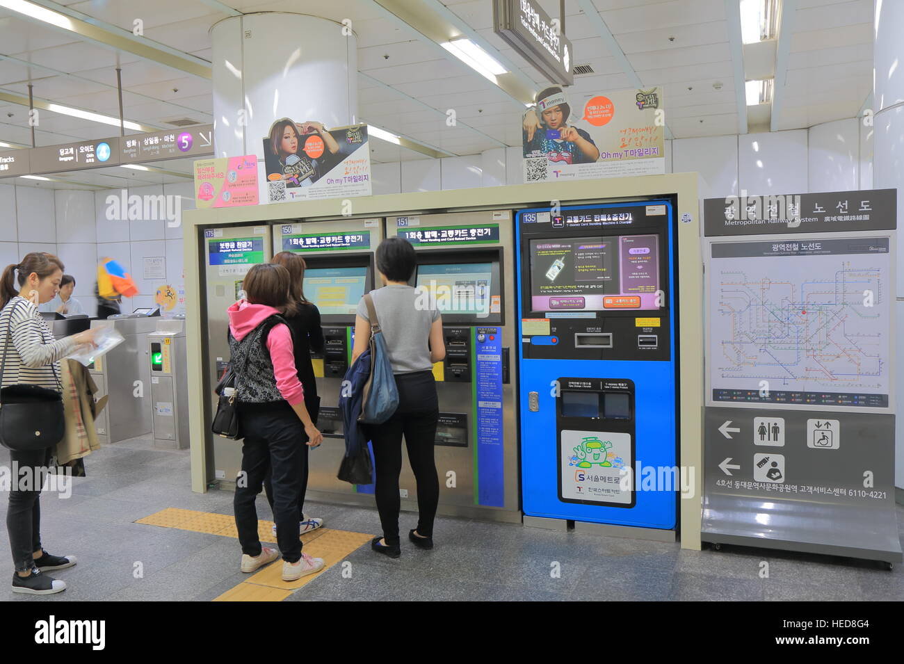 People commute by subway at Myeongdong station in Seoul South Korea ...