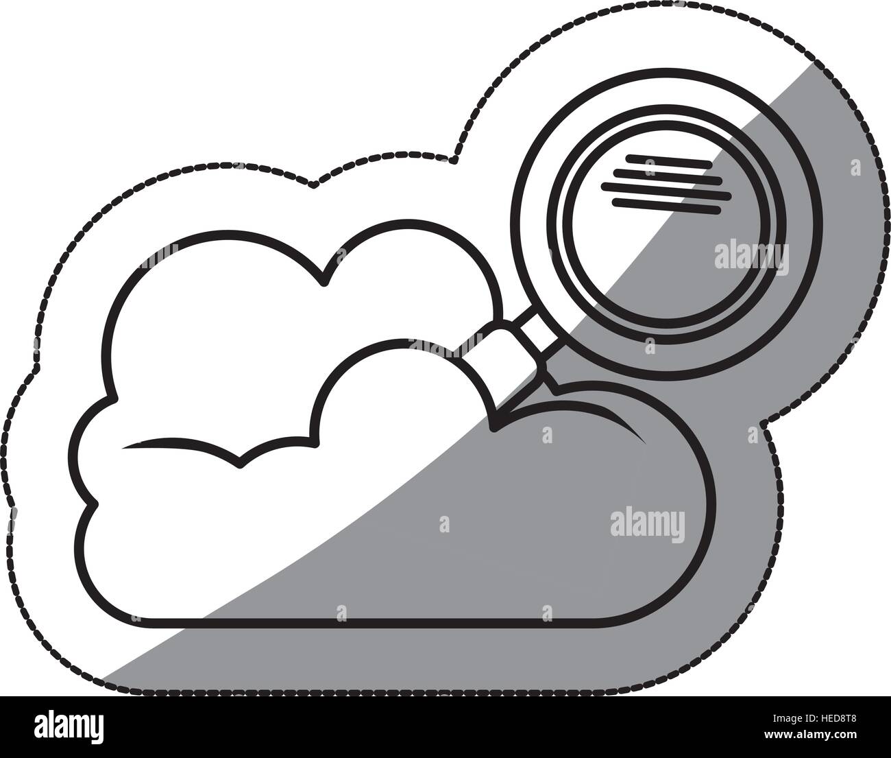 Cloud computing and lupe icon. Storage and technology theme. Isolated design. Vector ...