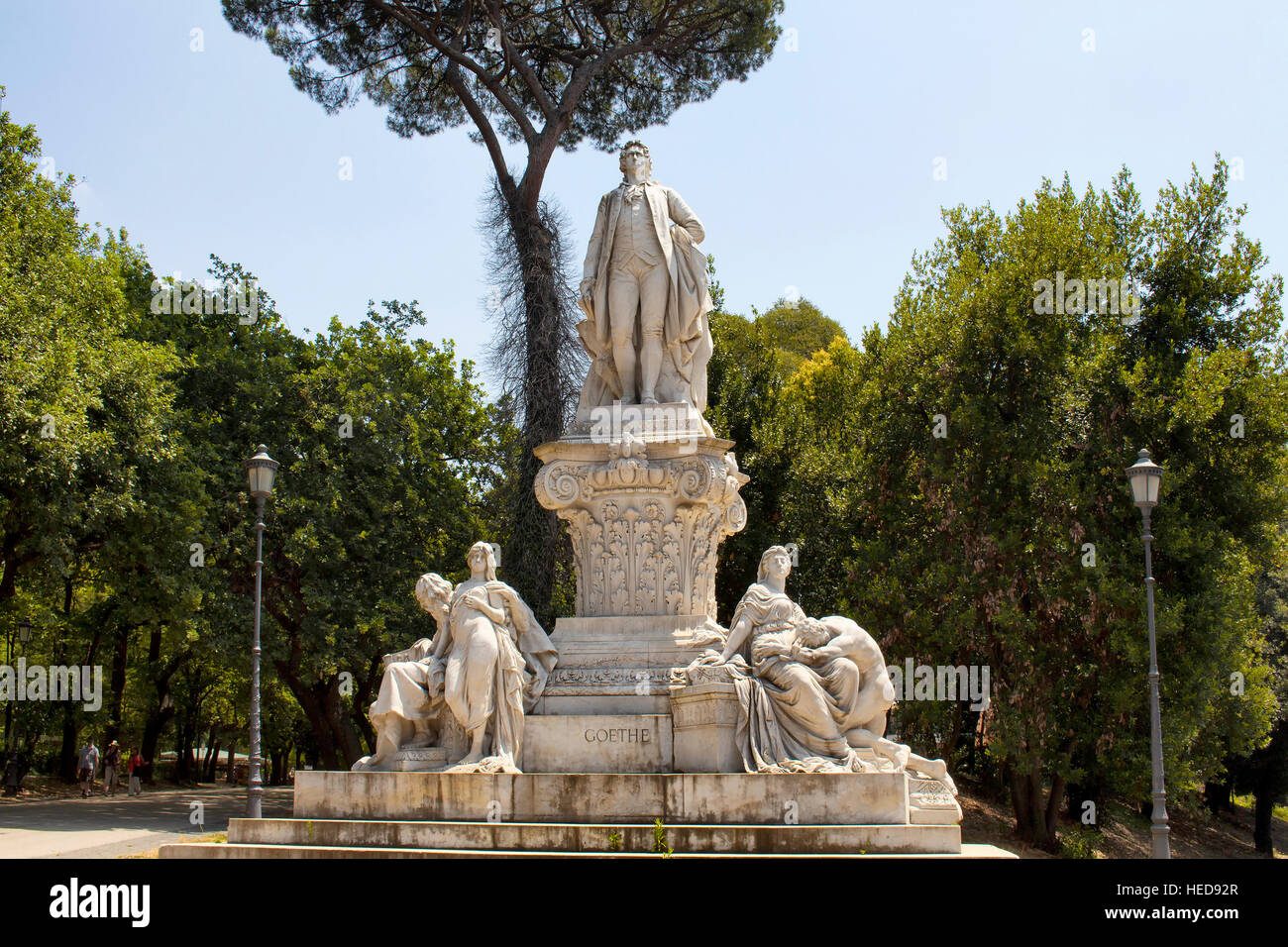 View of Goethe statue at Villa Borghese garden in Rome Stock Photo - Alamy