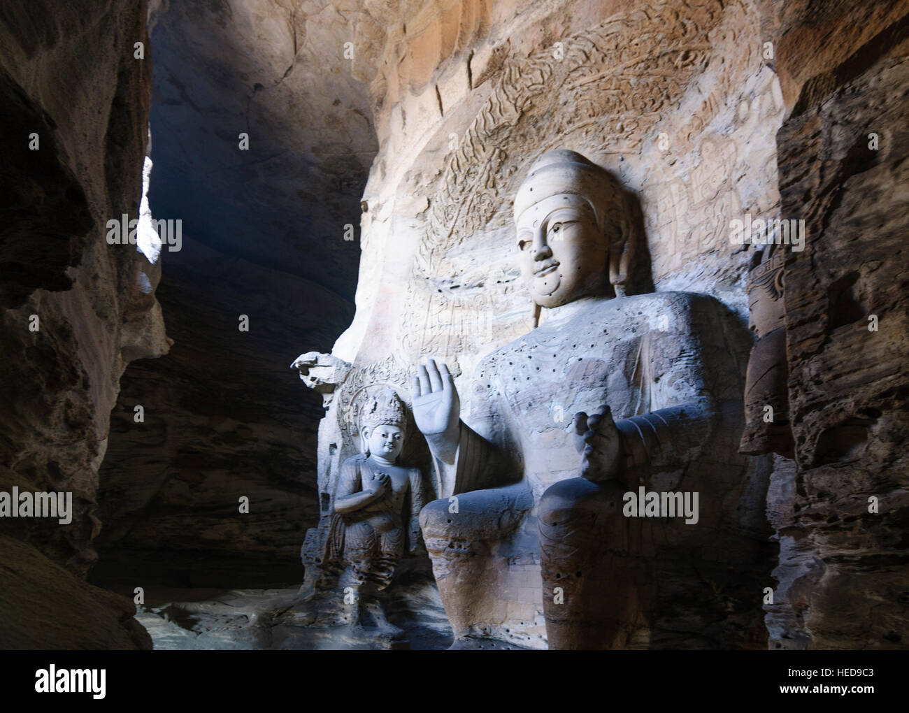 Datong: Yungang Caves; Cave 3; Sitting Buddha, Shanxi, China Stock ...