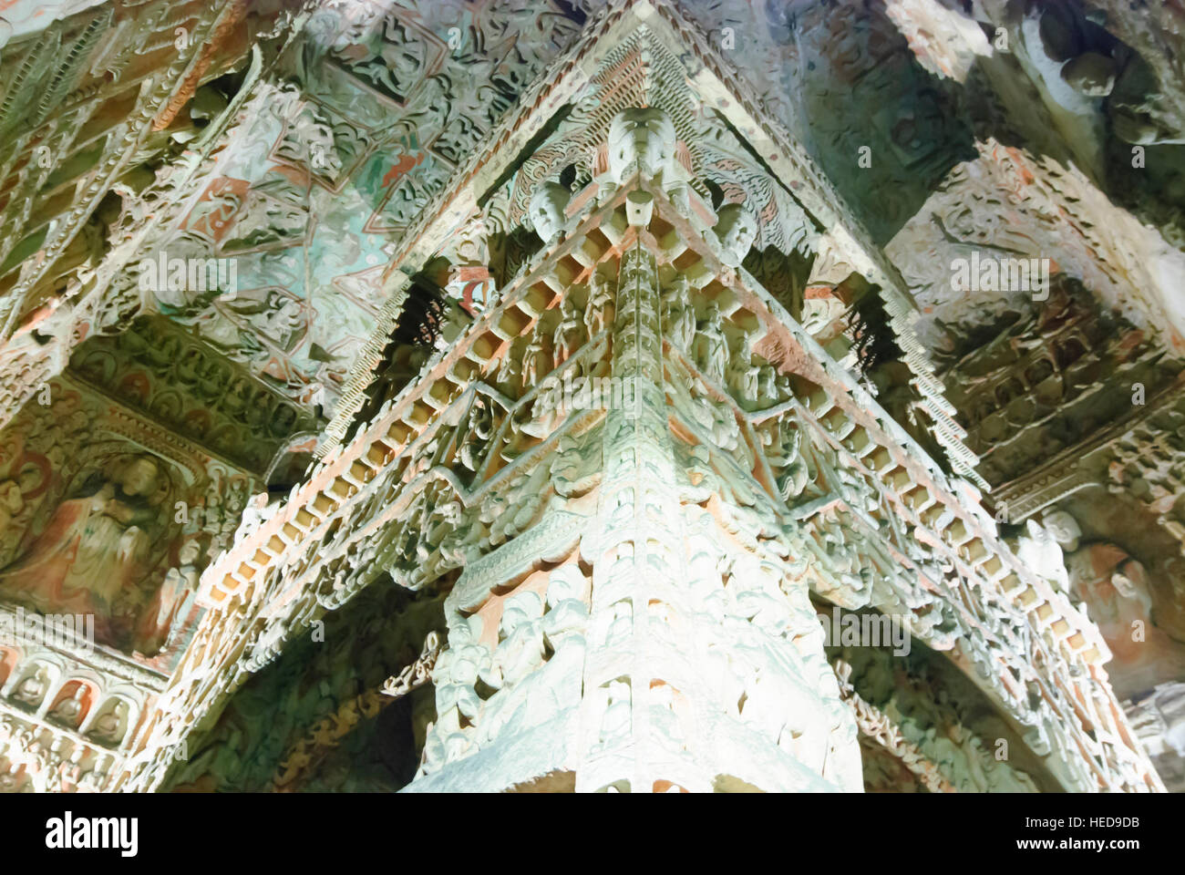 Datong: Yungang Caves; Cave 6; In the middle of the cave, stupa with ...