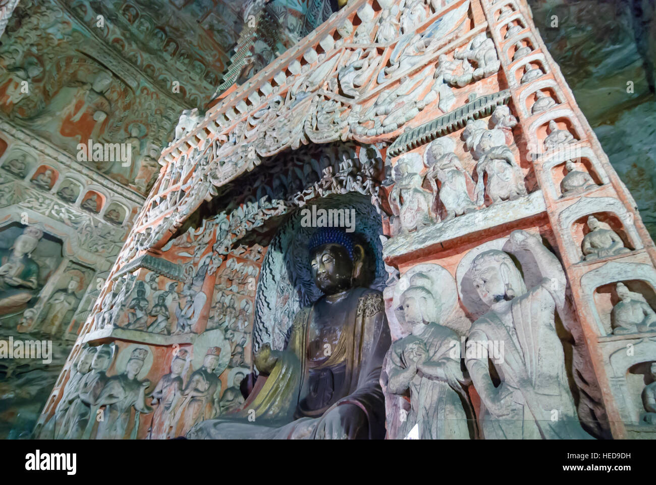 Datong: Yungang Caves; Cave 6; In the middle of the cave, stupa with ...