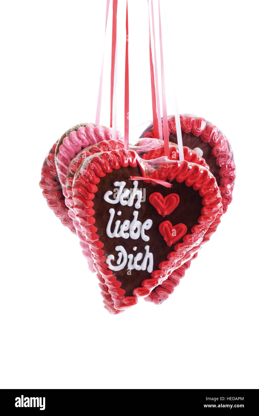 Gingerbread heart, Ich liebe Dich Stock Photo - Alamy