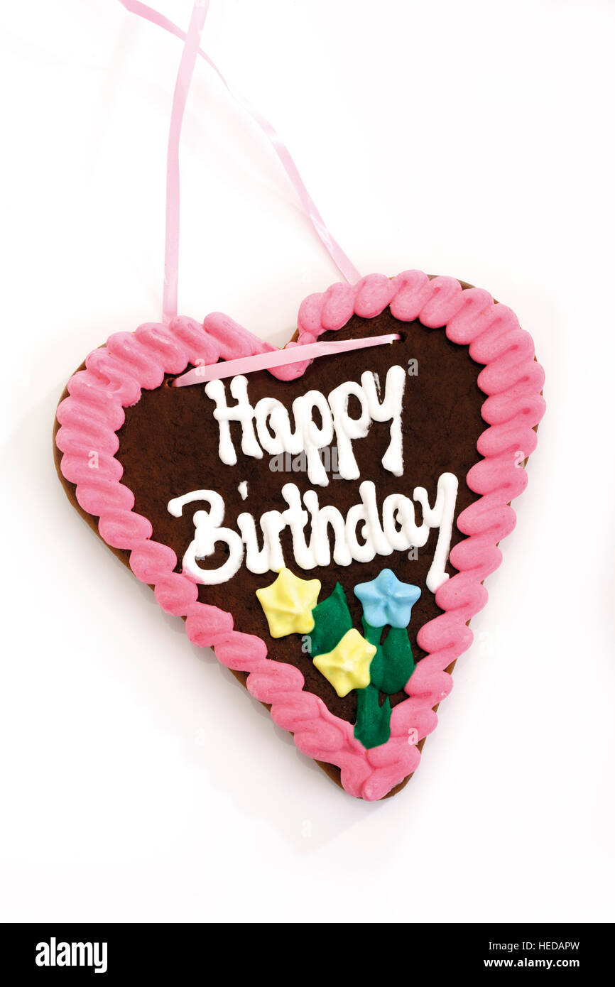 Gingerbread heart, happy birthday Stock Photo - Alamy
